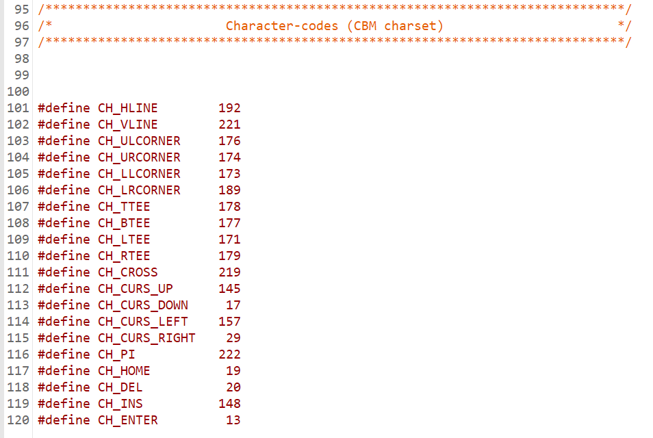 Header files específicos para máquinas de Commodore: cbm.h y c64.h ...
